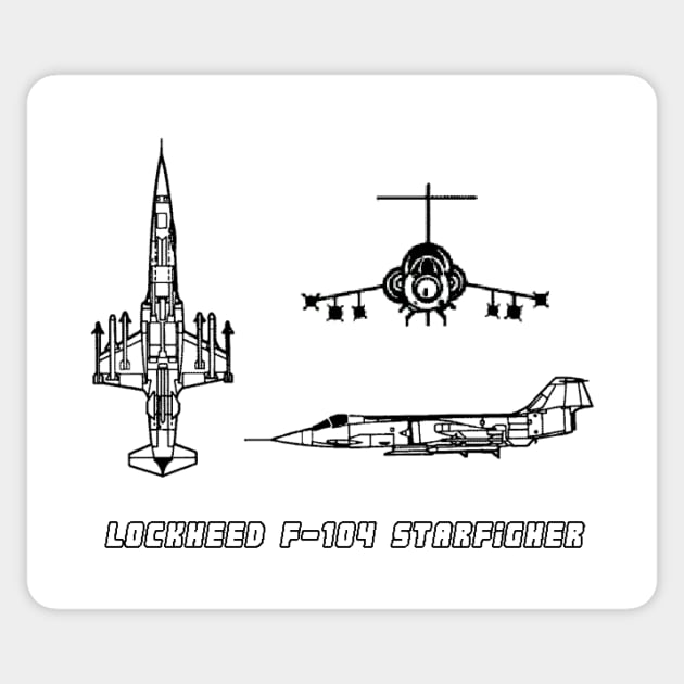 Lockheed F-104 Starfighter (black) - F104 Starfighter - Sticker | TeePublic